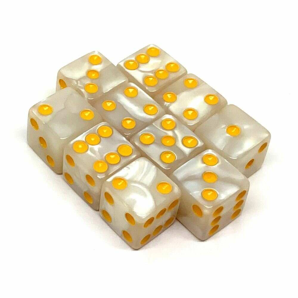 Кубики игральные шестигранные (D6) мраморные 16мм с ровными углами (10 шт.)