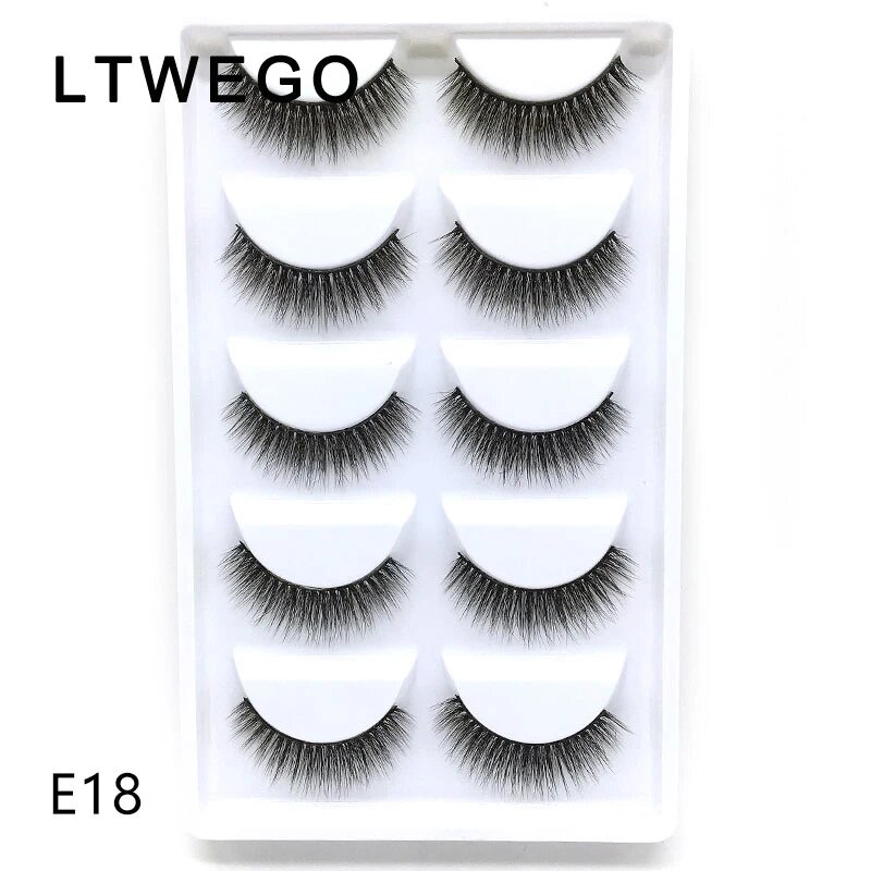 LTWEGO 5 пар 3D черные накладные ресницы E18