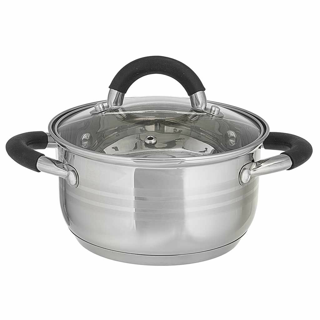 WEBBER BE-196/2 Кастрюля из нерж стали со стеклянной крышкой 2.8л