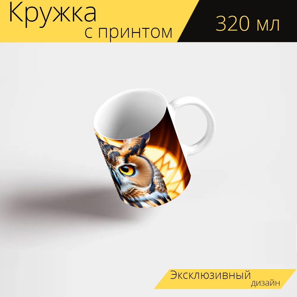 Кружка с рисунком, принтом "С совой вдохновляющий" 320 мл.