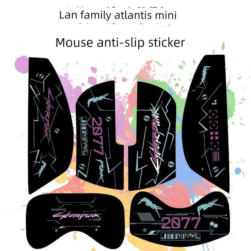 Наклейка для мыши LAMZU Atlantis Mini Pro - черный киберпанк дизайн