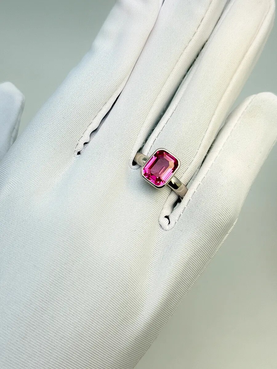 Кольцо, серебро, 925 проба, родирование, сапфир синтетический