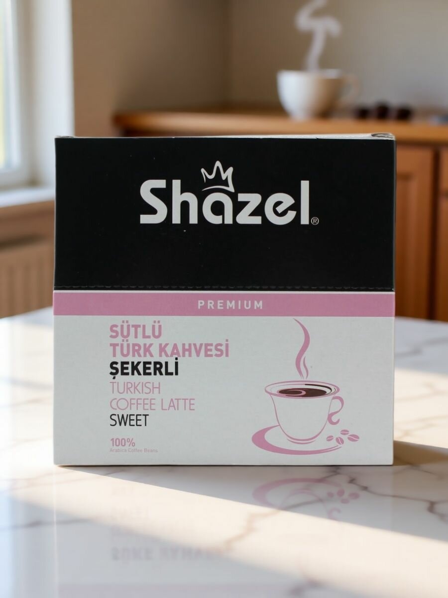 Shazel Sutlu Turk kahvesi sekerli Турецкий кофе с молоком и сахаром Латте 12шт по12гр