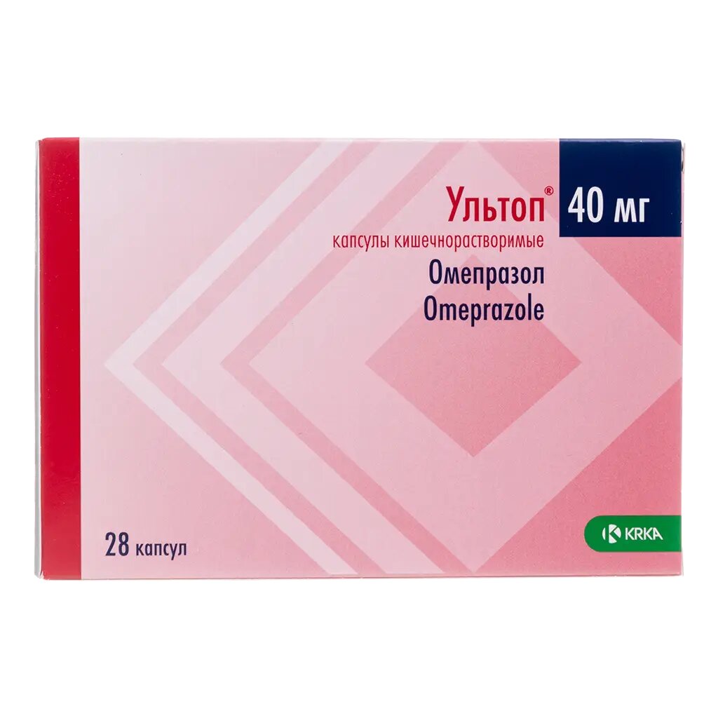 Ультоп капсулы кишечнорастворимые 40 мг 28 шт