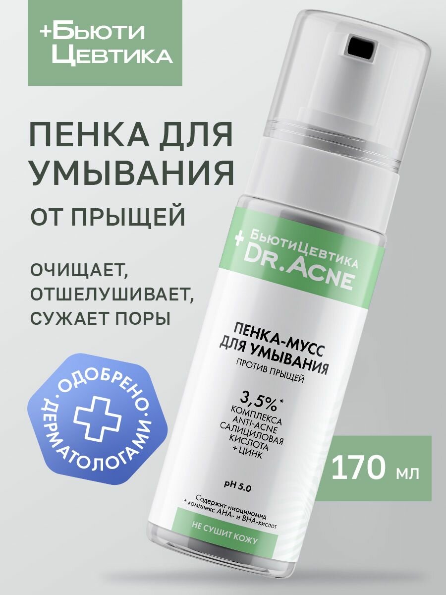 Пенка для умывания лица с салициловой кислотой и ниацинамидом, от прыщей и чёрных точек, для жирной и проблемной кожи, 170 мл