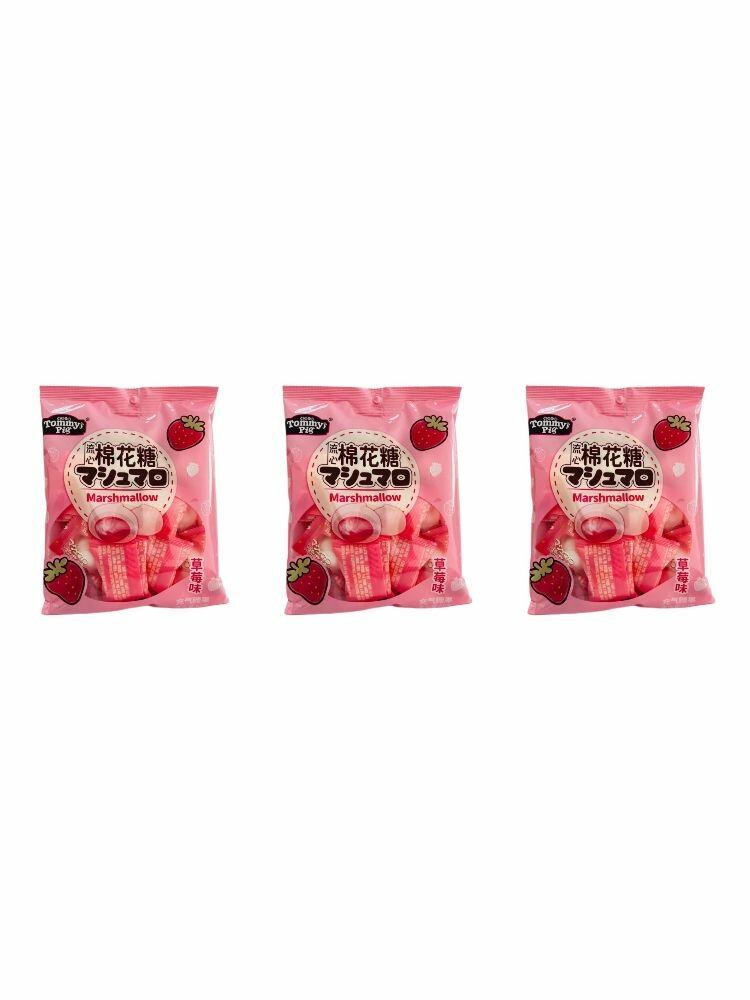 Маршмеллоу Tommy's Pig с начинкой клубника, 60 г, 3 шт