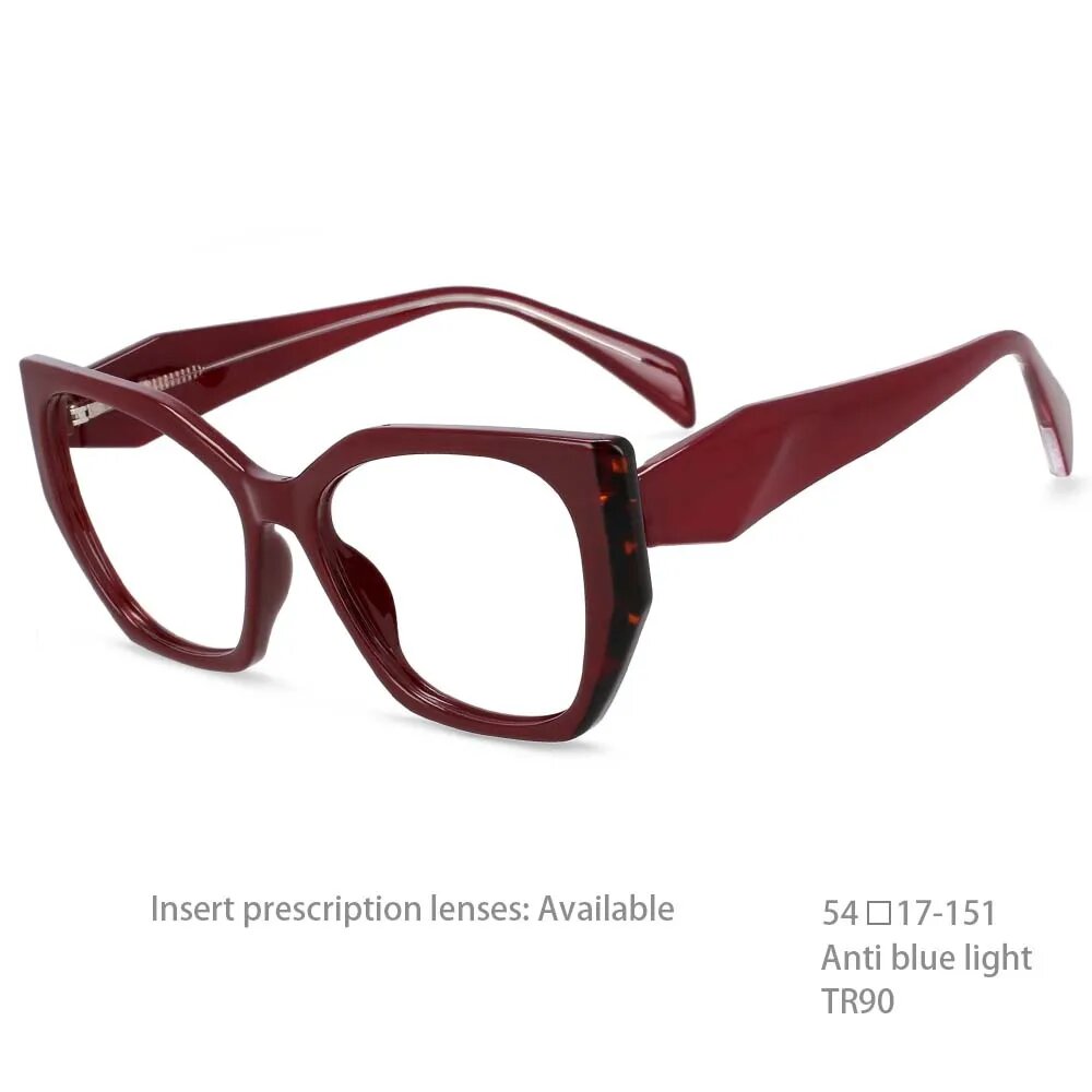 Женские очки Red wine, бордовые, TR90, 54 17 151