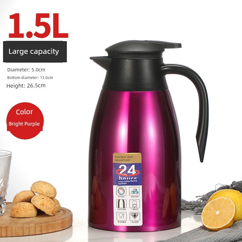 1.5L термос с ярко-фиолетовым покрытием из нержавеющей стали 304, для горячей воды, портативный, домашнее и