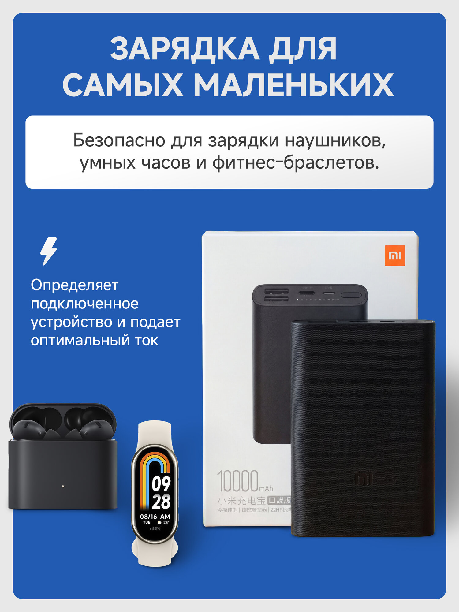 Внешний аккумулятор-повербанк Xiaomi Mi Power Bank 3 Ultra Compact 10000 мАч + дополнительный Lightning кабель