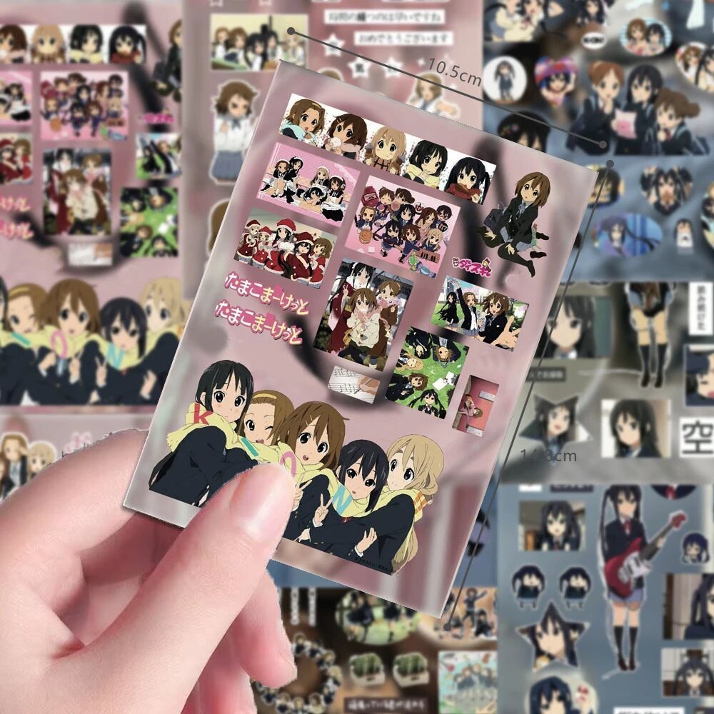 Наклейки K-On: Юи, Мио, Рицу, Цумуги, Азуза, 8 листов