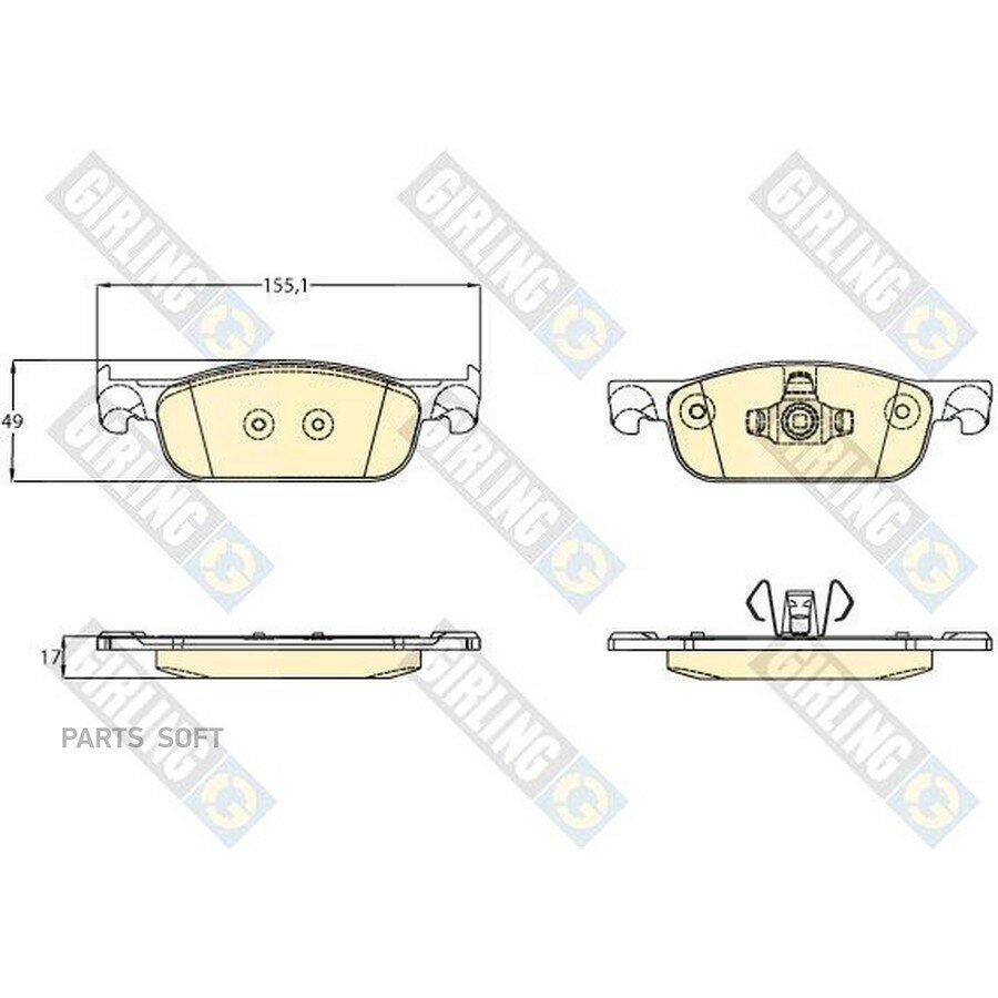 6121572 Колодки тормозные LADA X-RAY передние от официального дистрибьютора, GIRLING, артикул 6121572