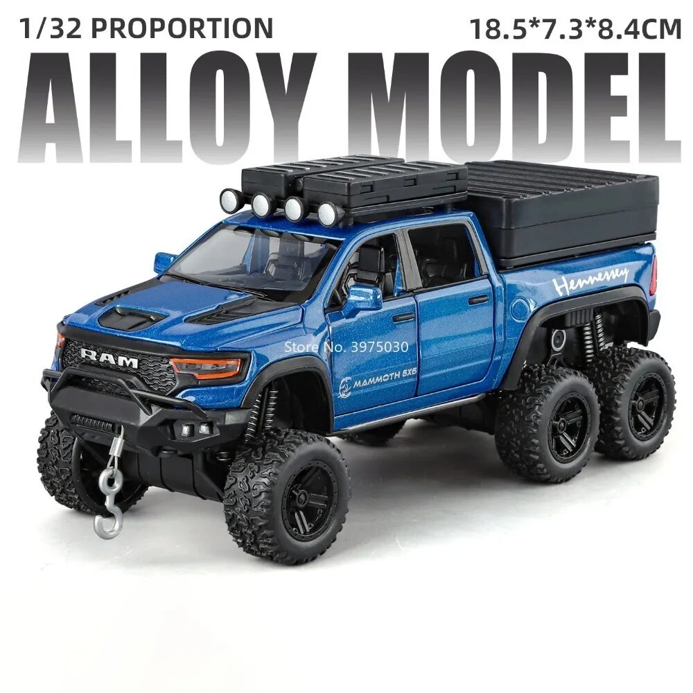 Модель автомобиля Dodge RAM 6x6, 1:32, синий