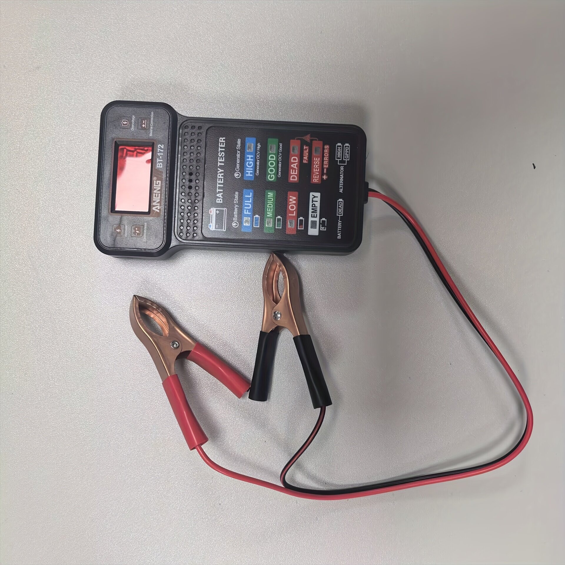 Цифровой автомобильный тестер аккумулятора 12V/24V/36V с True RMS, тяжелыми зажимами-крокодилами и ЖК-дисплеем, портативный вольтметр для авто, мотоцикла, автодома и лодки