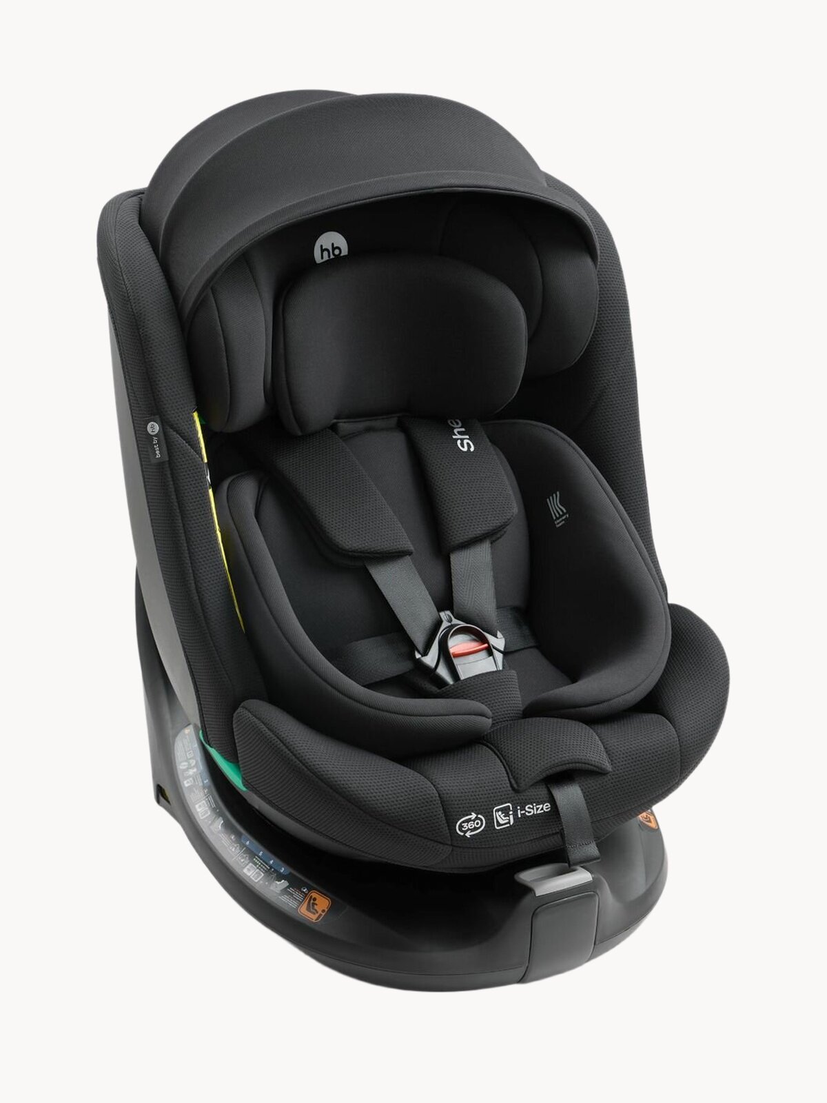 Автокресло детское поворотное 360 SHELTIX Happy Baby 0-12 лет, 0+/1/2/3 (36 кг), i-size, Isofix, Top Tether, черный