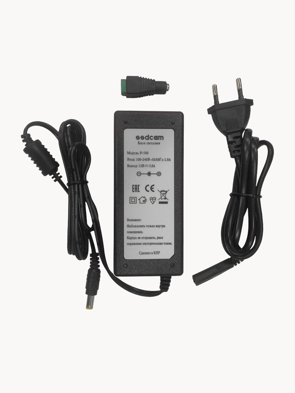 Блок питания SSDCAM P-500 12V 5А (для систем видеонаблюдения, светодиодных лент и тд.)