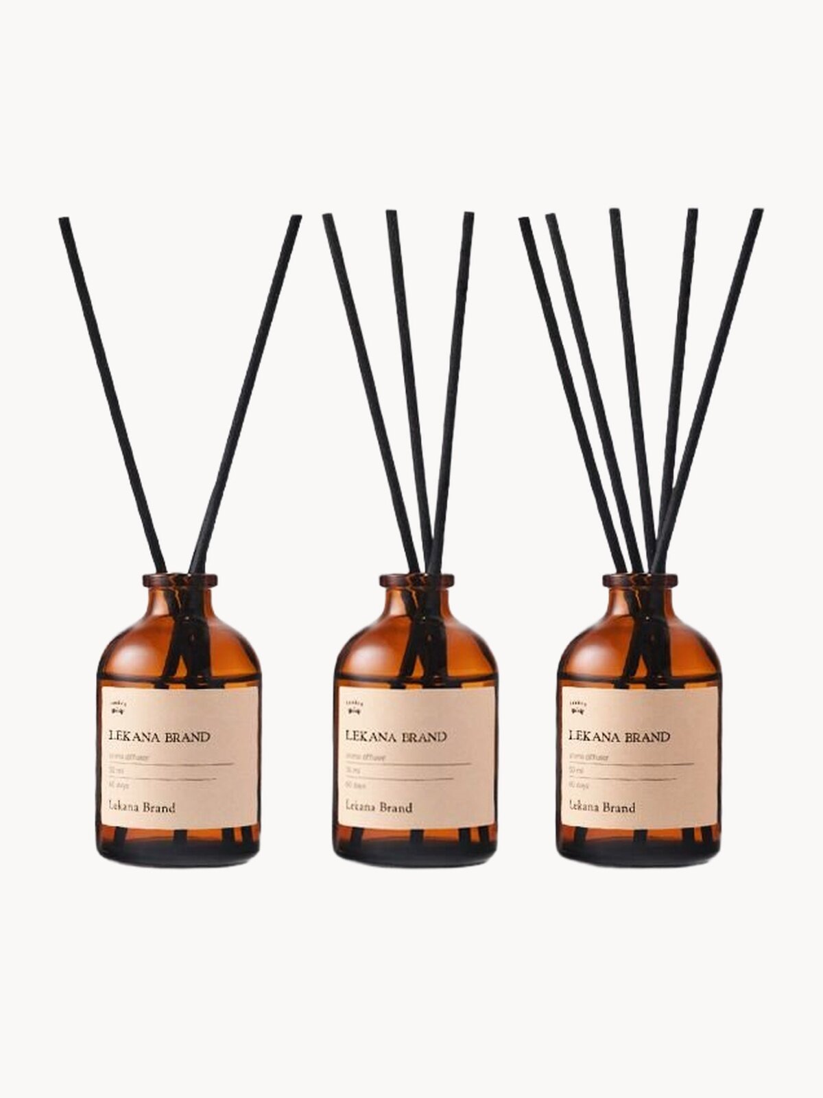 Диффузор для дома/ Набор диффузор для дома с палочками: "Табак&Ваниль + Вишня + Свежий хлопок" 3 х 50 мл Lekana brand