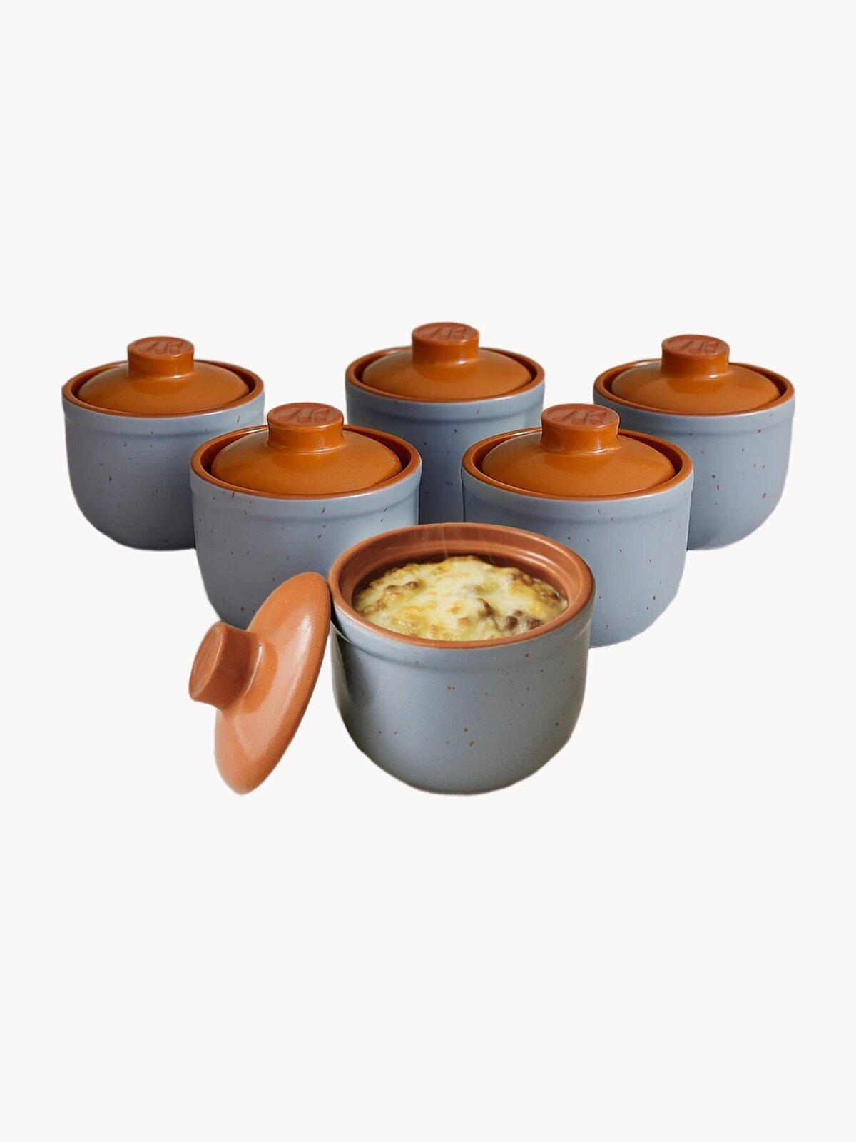 Горшочки для запекания в духовке, форма для выпечки, жульена, 350мл "ColorLife" набор 6шт, керамика