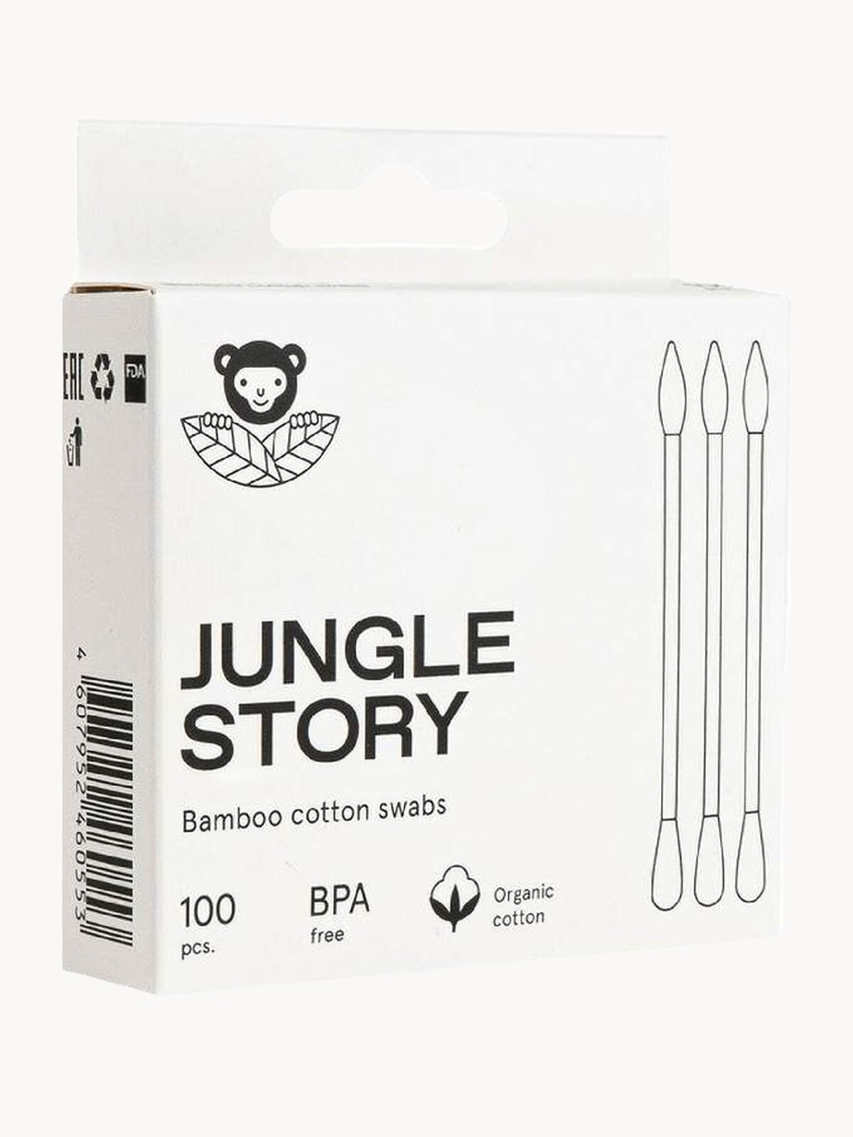 Ватные палочки Jungle Story, бамбуковые, биоразлагаемые, 100 шт