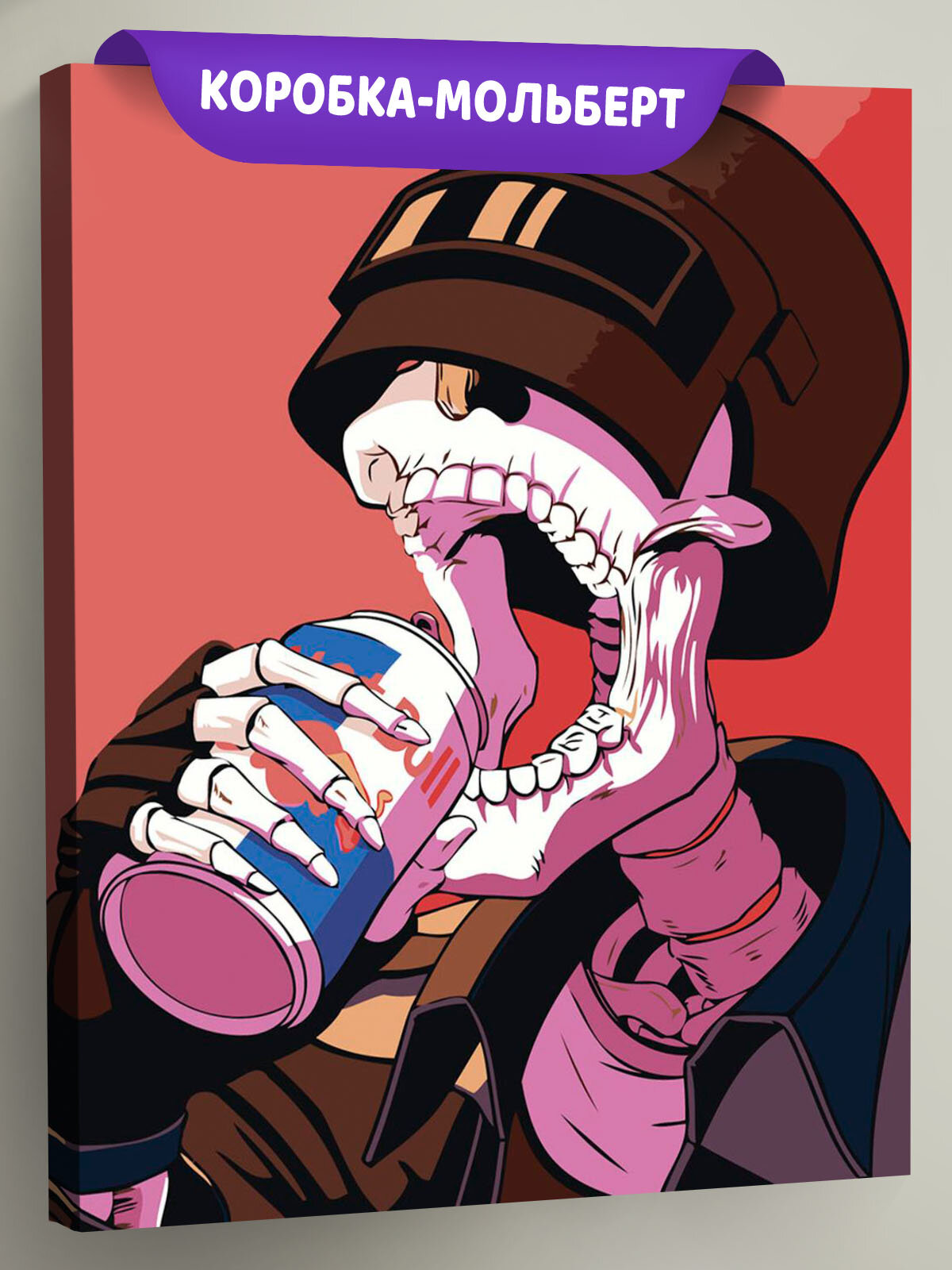 Картина по номерам на холсте с подрамником "Игра аниме пабг PUBG: скелет в шлеме" Раскраска 40x50 см, Череп