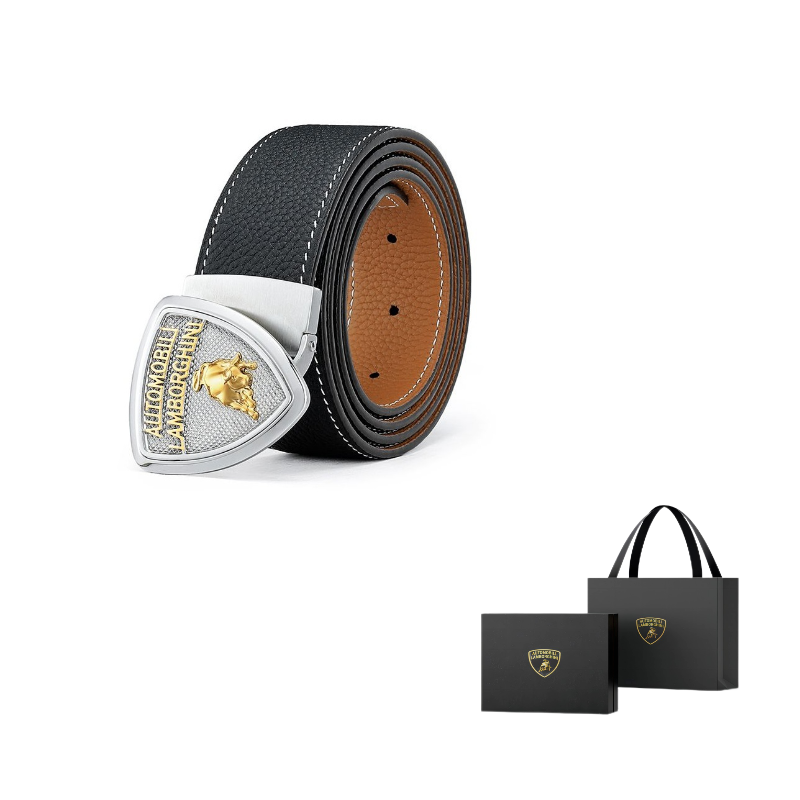 Automobili Lamborghini Cow Leather Belts Men's 3.6cm 115cm
