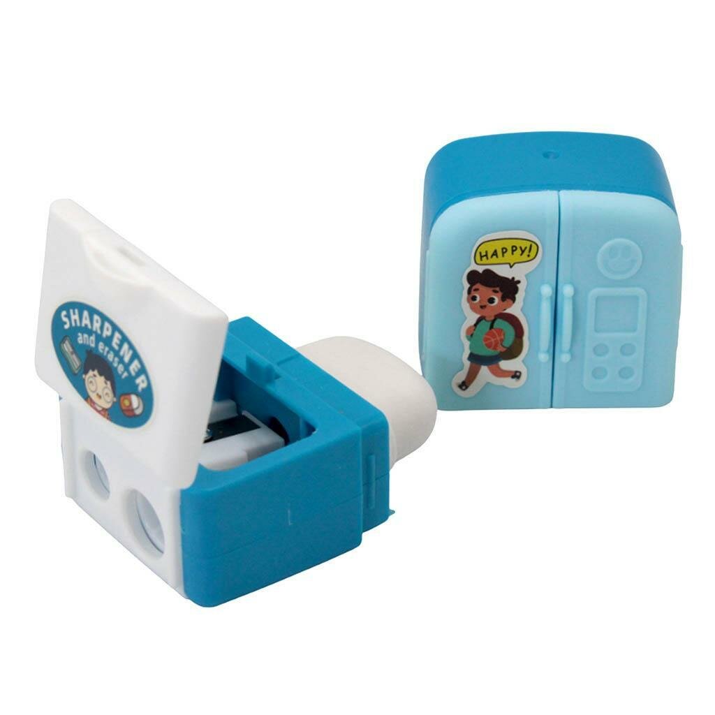 Точилка с ластиком 1шт. «Холодильник» разноцветная, пластиковая, яркая, компактная