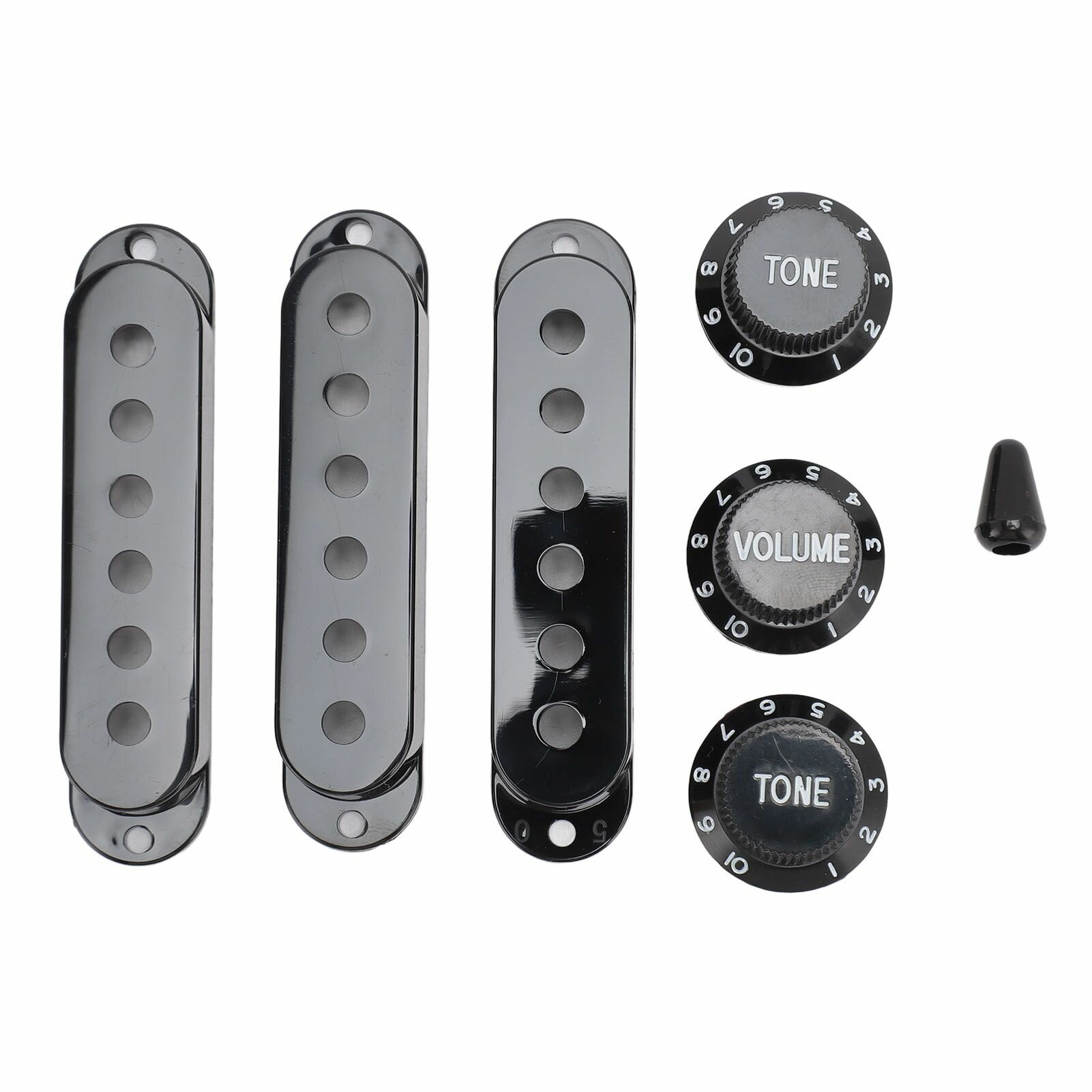 Набор ручек для гитарного звукоснимателя, 6 отверстий, одна катушка, 2 тона, 1 переключатель громкости, запасные части для Fender Black