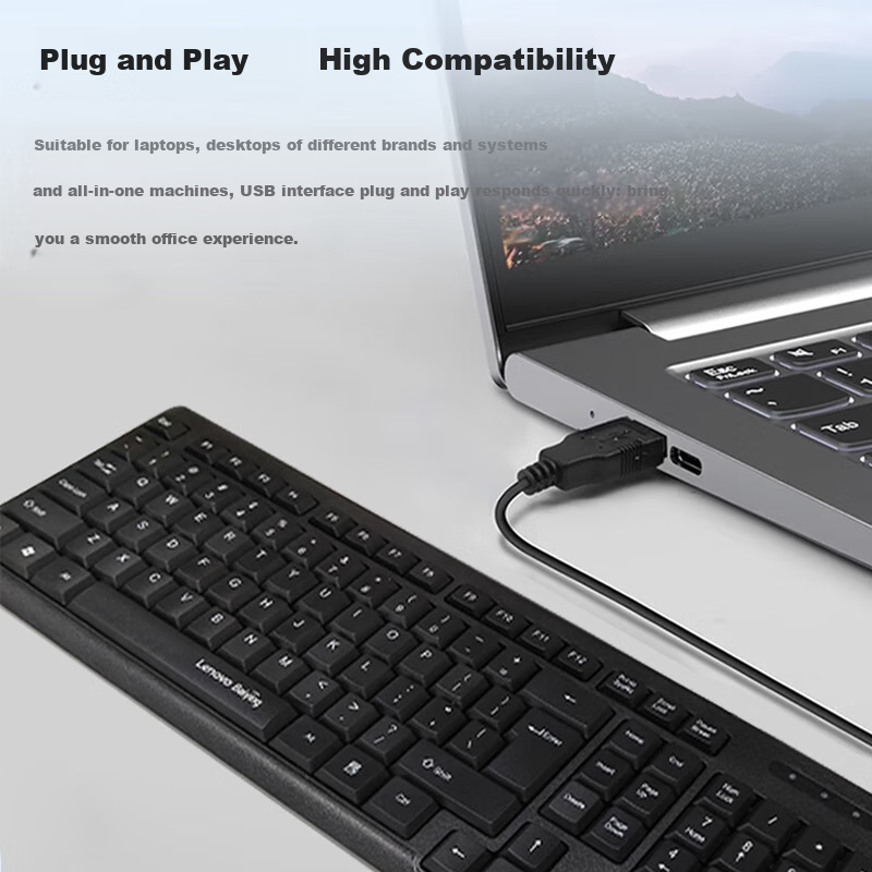Lenovo BAIYING Keyboard KL21 Wired Keyboard Computer Office Keyboard Notebook Desktop All-in-One Keyboard Black USB