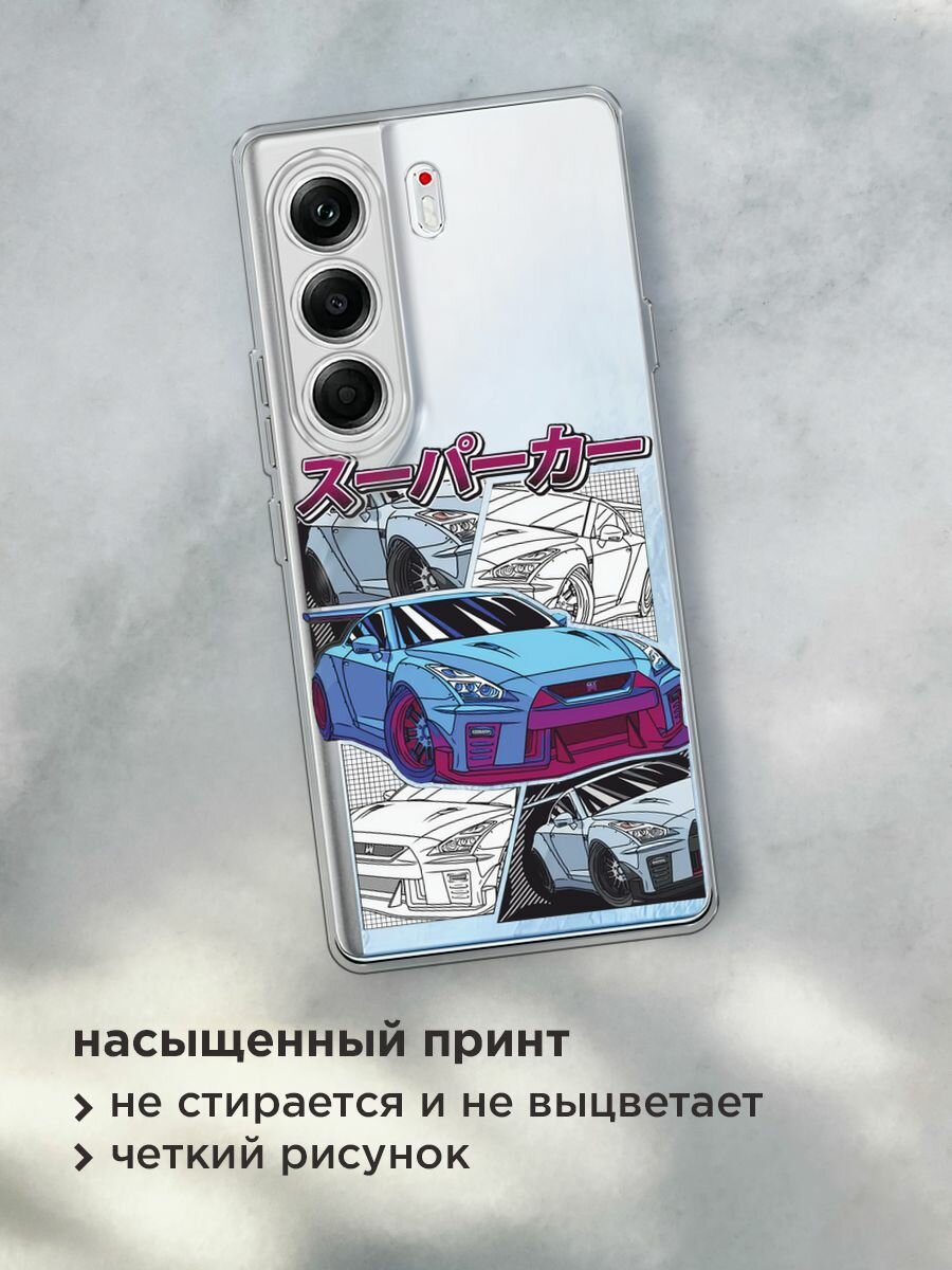Чехол на Tecno Camon 40 Pro 5G / Текно Камон 40 Про 5G с принтом "JDM коллаж", прозрачный — фото 1