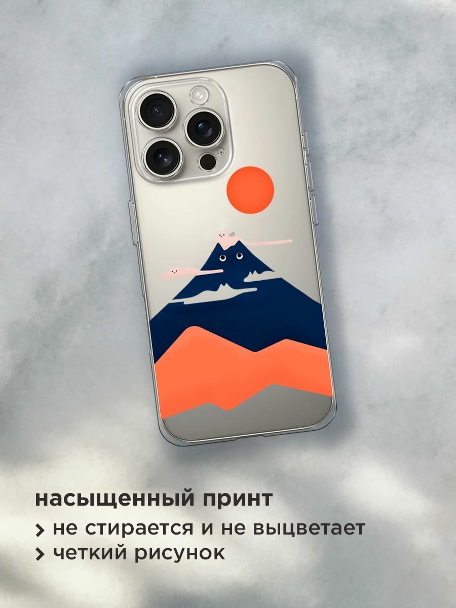 Чехол на Apple iPhone 16 Pro / Айфон 16 Про с принтом "Кот-гора", прозрачный — фото 1