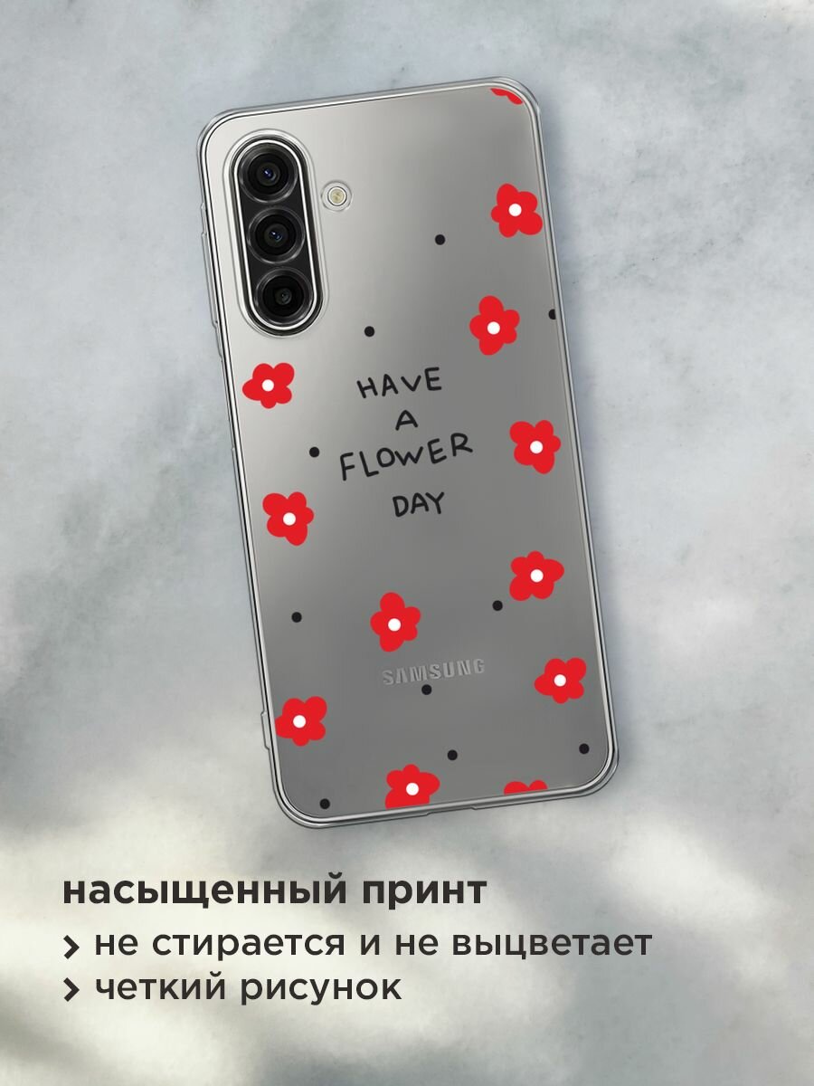 Чехол на Samsung Galaxy A17 / Самсунг А17 с принтом "Have a flower day 2", прозрачный — фото 1