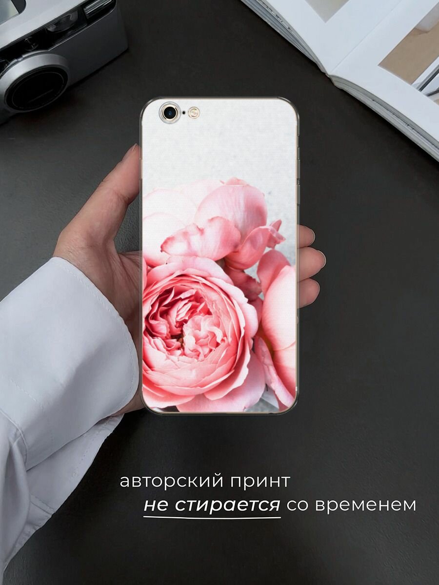 Чехол на Apple iPhone 6 Plus/6S Plus / Айфон 6 Плюс/Айфон 6С Плюс с принтом "Пионы на белом" — фото 1