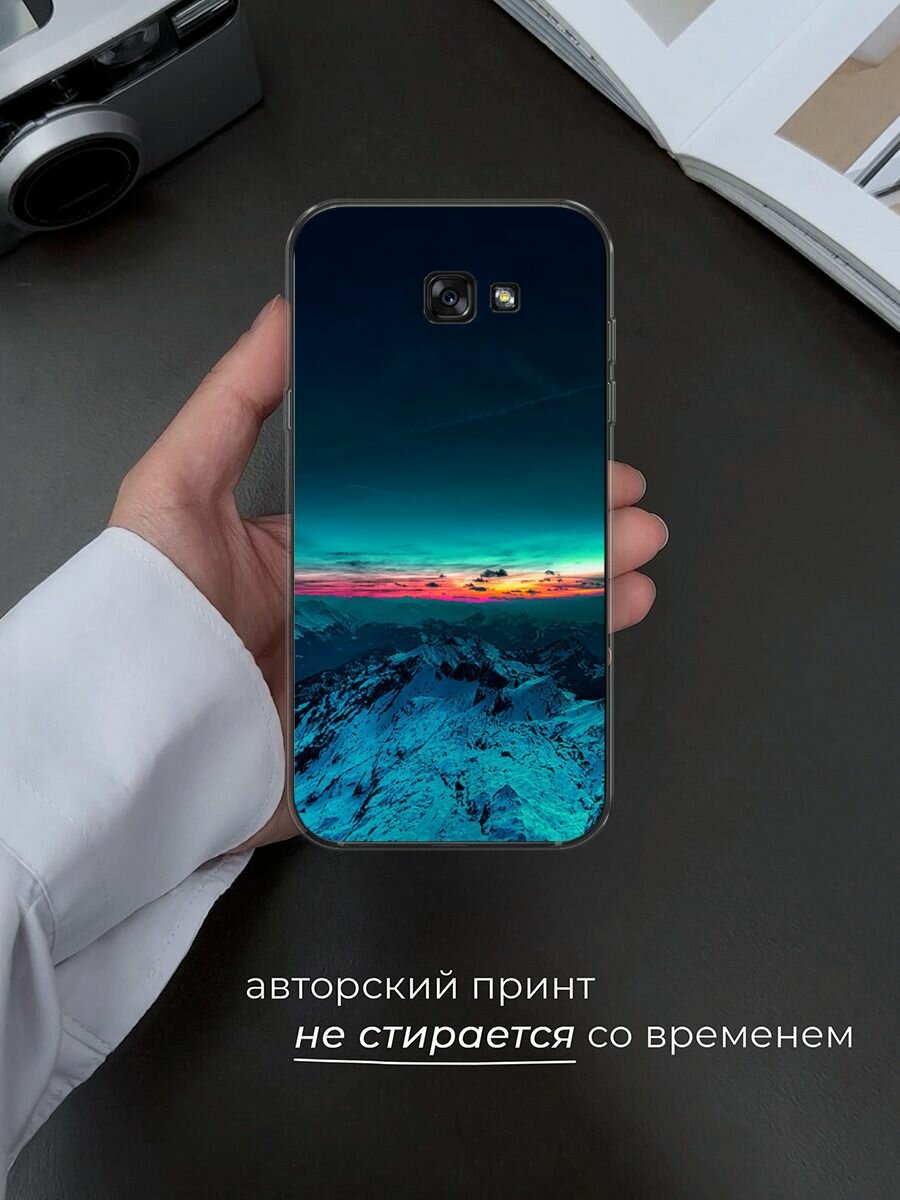 Чехол на Samsung Galaxy A7 2017 / Самсунг Галакси А7 2017 с принтом "Закат в горах" — фото 1