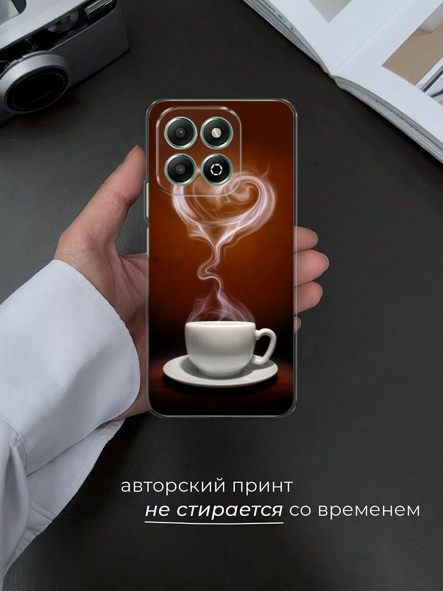 Силиконовый чехол на Honor X6b / Хонор X6b с принтом "Кофейная любовь" — фото 1