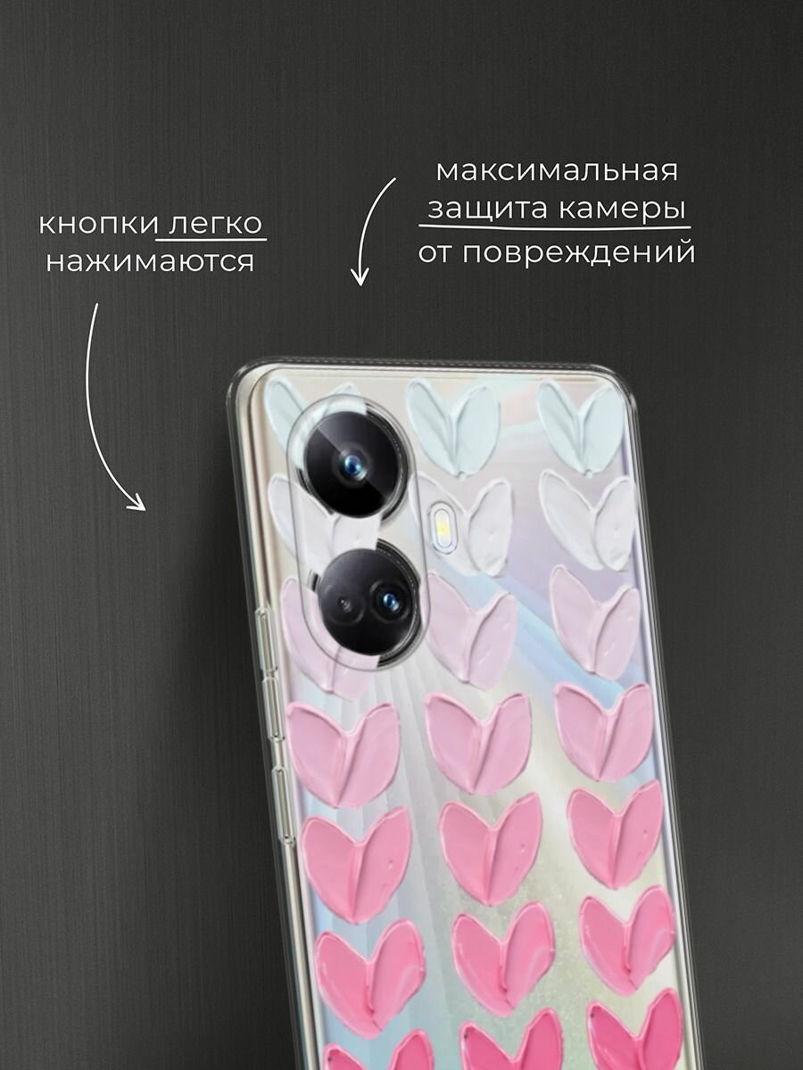 Чехол на Realme 10 Pro+ / Реалми 10 Про+ с принтом "Градиент из сердечек" — фото 1