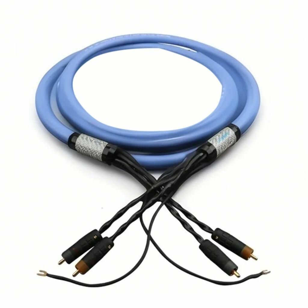 Прочный HiFi кабель для тонарма с серебряным покрытием и заземлением, 1m