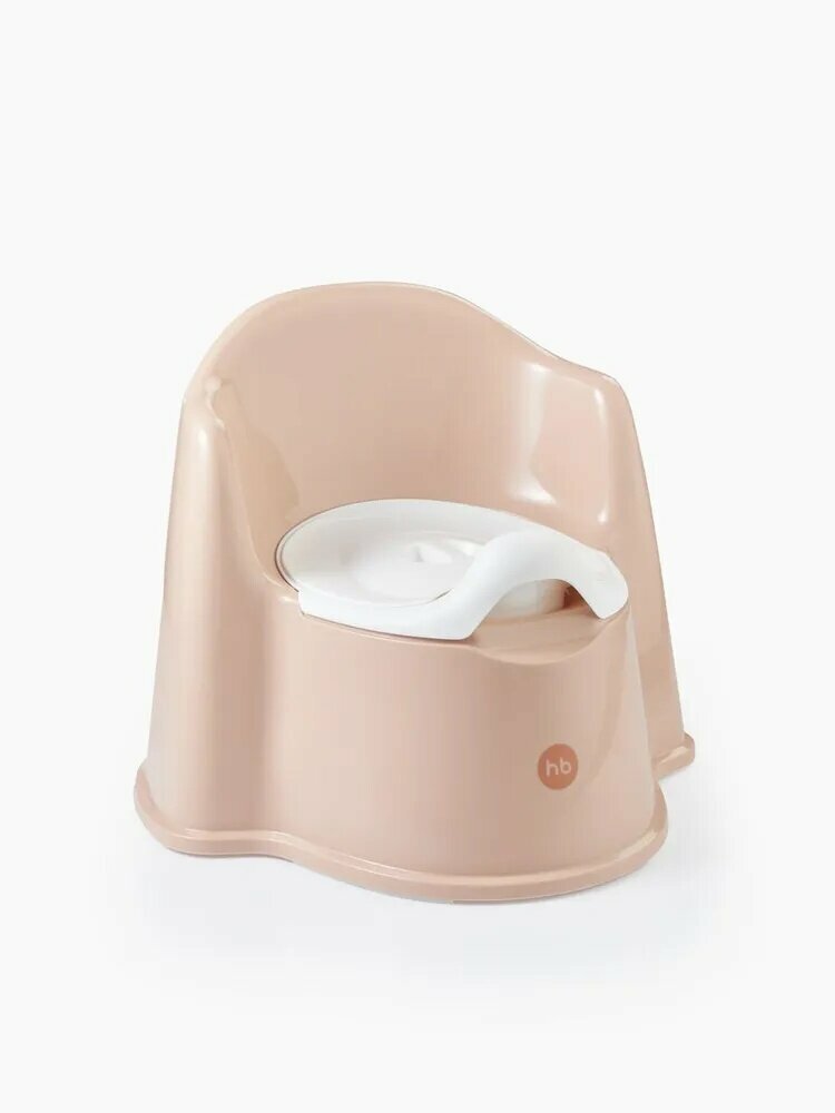 34018, Горшок детский с крышкой для мальчика и девочки Happy Baby "Zozzy", с завышенной спинкой, бежевый