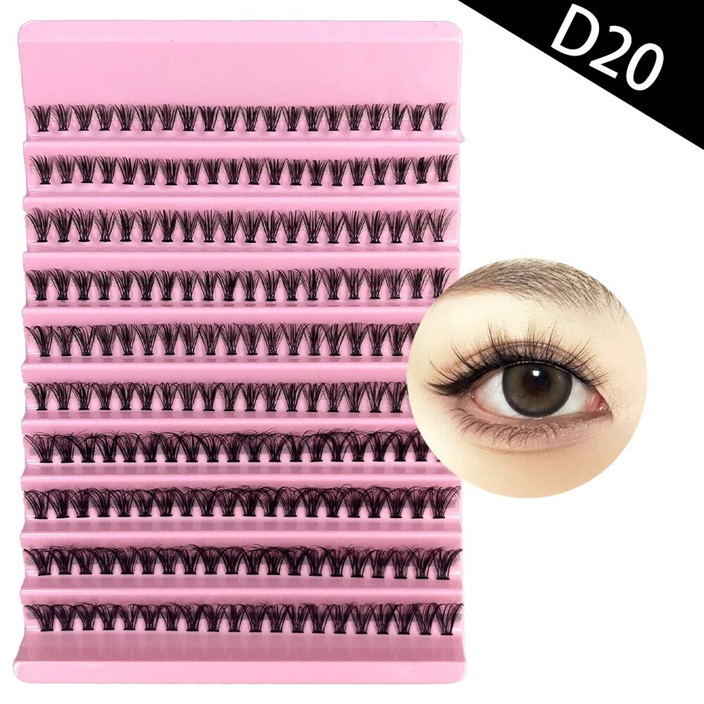 MIOFIA Кластерные ресницы 120 шт, черные, синтетические, 8-16 мм 200pcs-D20