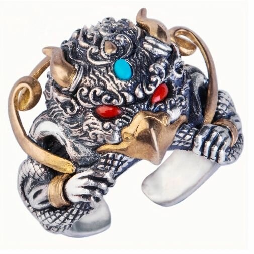 Кольцо амулет Большой орел привлекающее богатство и защищающее тело