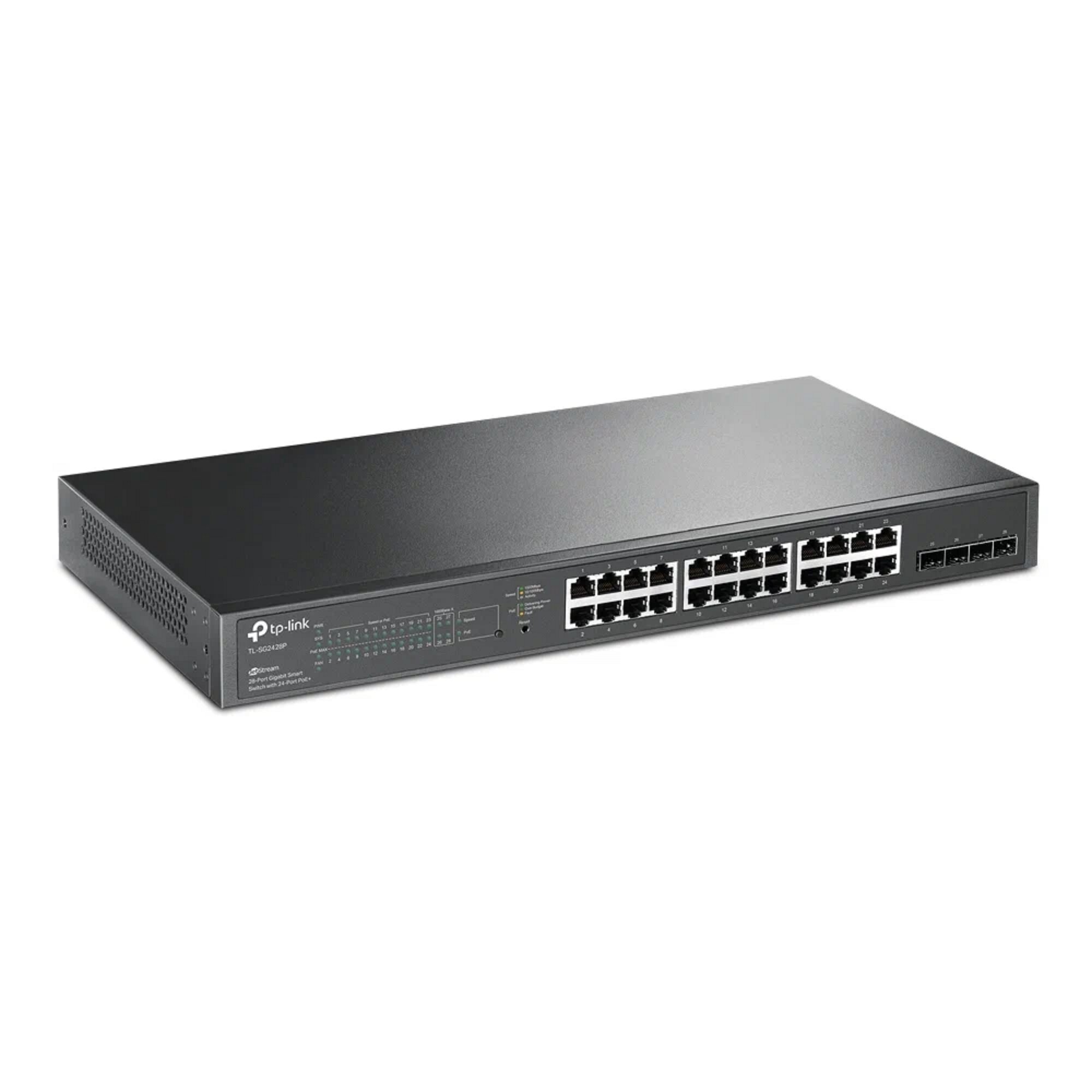 Коммутатор TP-Link SG2428P, 24 порта, 4 SFP, PoE, поддержка SNMP