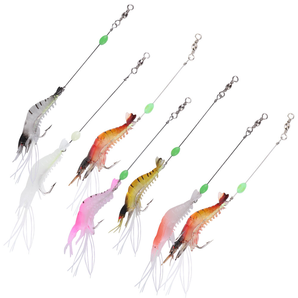 7шт высокая имитация мягкие светящиеся искусственные приманки для креветок рыболовные снасти с крючком