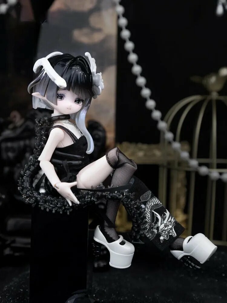 LEI-Doll 1/8 Кукла с шаровидными суставами BJD,(MINTY) ,20cm, полный набор прически, одежды и аксессуаров, коллекционная, подарок для девочек