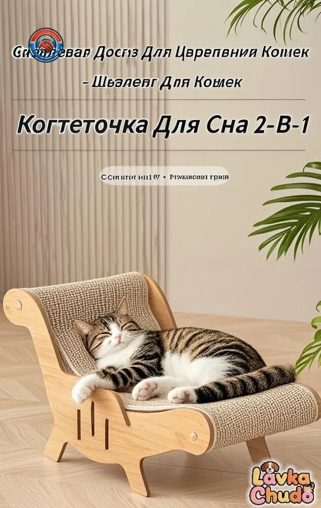 Когтеточка-лежак для кошек из сизаля, кошачий диван-кроватка для точения когтей и отдыха, большой размер, минималистичный стиль, устойчивая к царапинам, безопасная и долговечная
