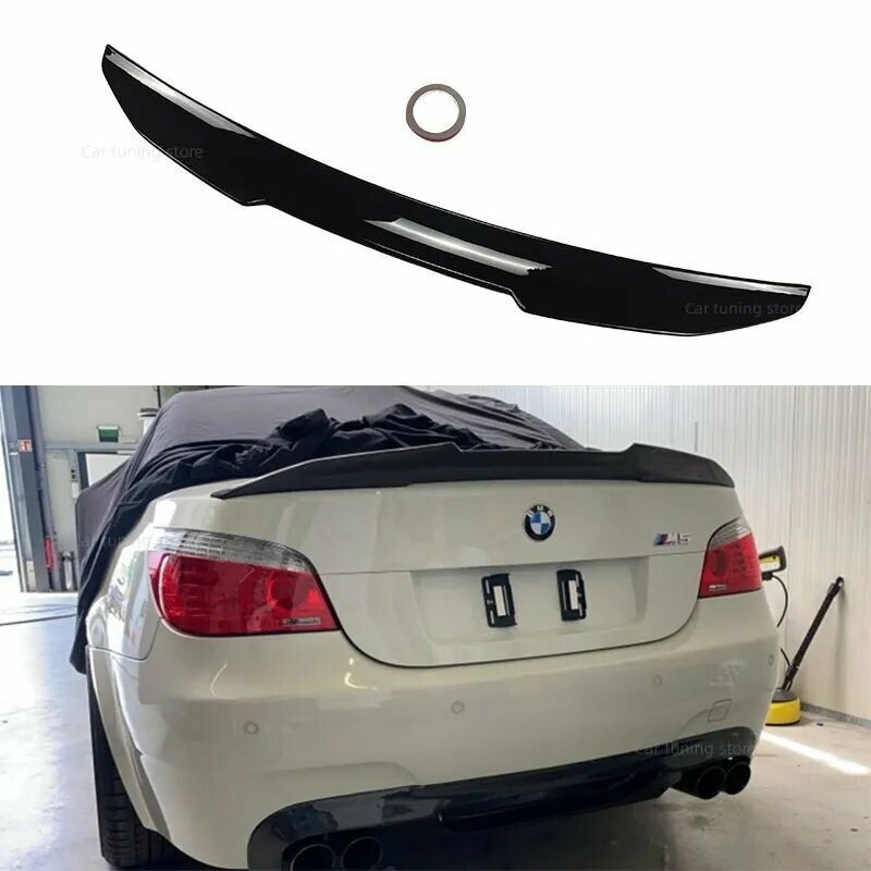 Задний спойлер в стиле PSM, комплект кузова для BMW 5 серии E60 520i 520d 530i 530d 535i M5 2003-2010, глянцевый черный/карбоновый вид
