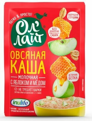 Овсяная каша Ол'Лайт с яблоком и медом