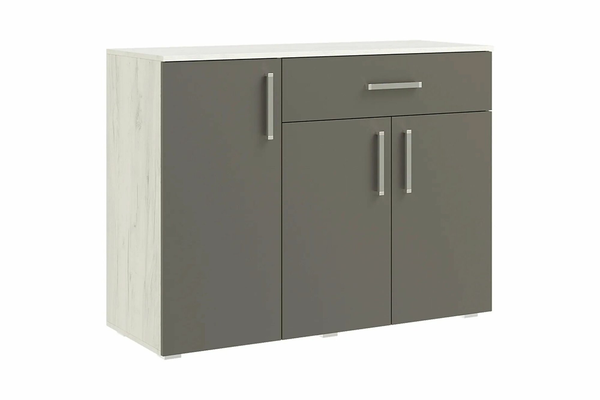 Фиеста NEW Комод 1 ящ 3 двери (1200) (Графит/Дуб Крафт Белый)