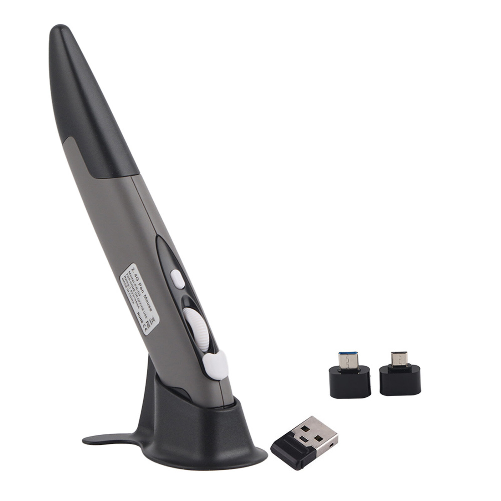 2.4GHz Wireless Optical Pen Air Mouse Adjustable 500 / 1000DPI For Computers Laptop Gray