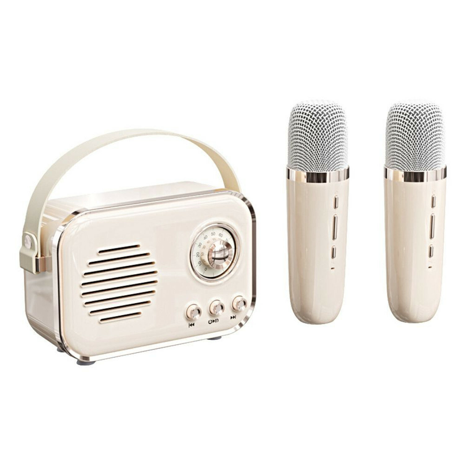 Мини-колонка портативная беспроводная Bluetooth с микрофоном для караоке в сборе, мини-Hi-Fi сабвуфер, ретро-колонка в подарок-орнамент, beige, light green, pink, модель P33PLUS, материал ABS+UV-электroplатировка, Bluetooth 5.0, батарея 3.7V 1500mAh,