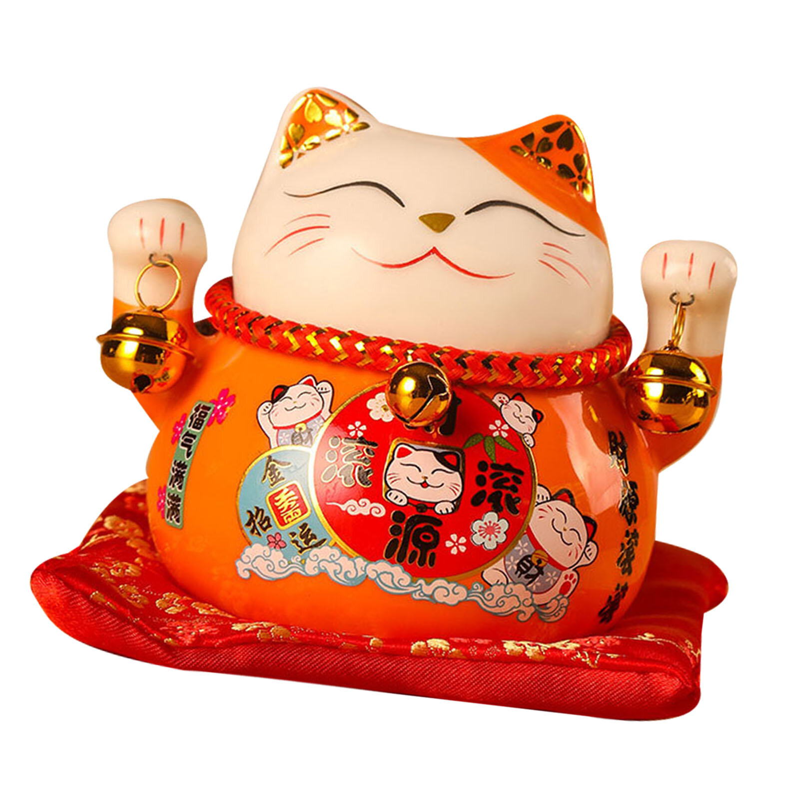 Банка для монет Lucky Cat 4,5 дюйма, изысканный милый керамический горшок для сбережений удачи и добрых пожеланий, украшение для стола оранжевого цвета