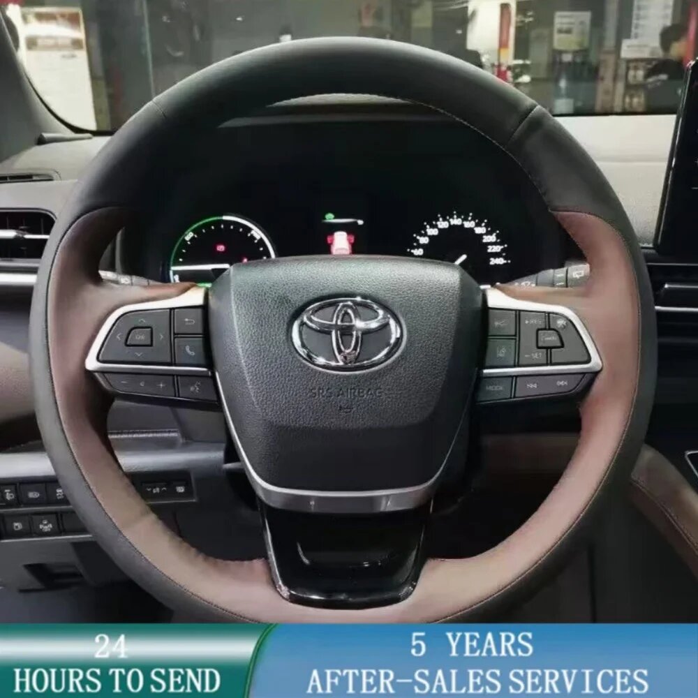 Индивидуальный автомобильный плетеный чехол на руль, кожаный чехол для ручного шитья Black Thread