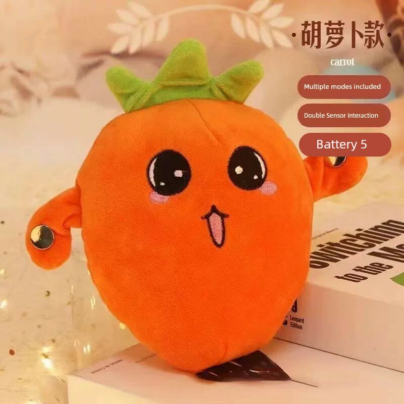 Морковная интерактивная музыкальная игрушка для детей с картонной упаковкой и батарейками AA